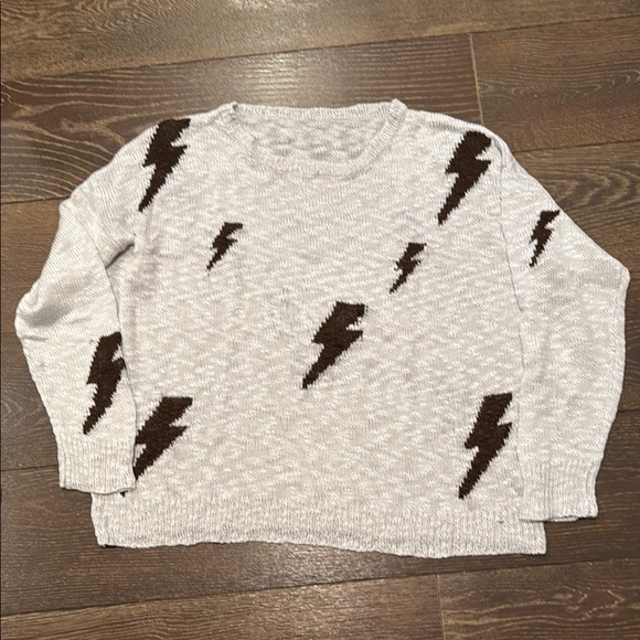 Sweaters | Stylish Lightning Bolt Sweater Cream And Brown | Poshmark